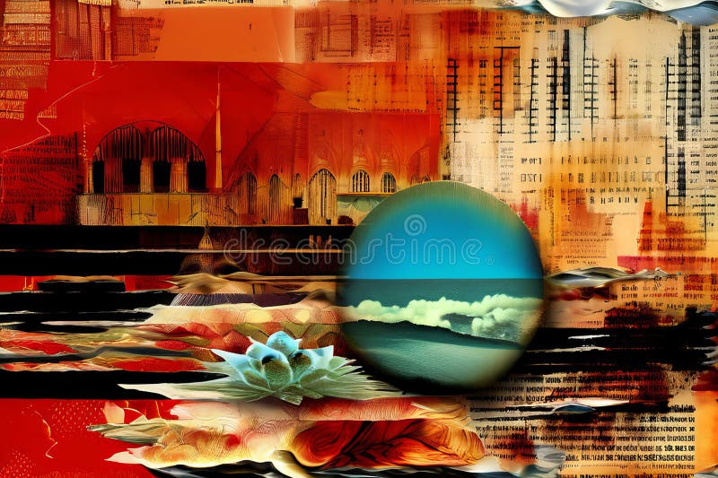 Digital Collage Assemblage Layer Various Digital Elements for a Stock ...