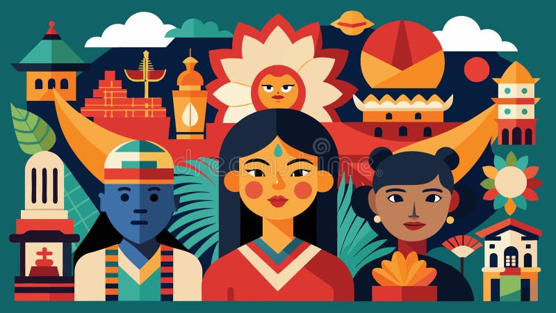 A Digital Collage Featuring Diverse Cultural Symbols and Traditional ...
