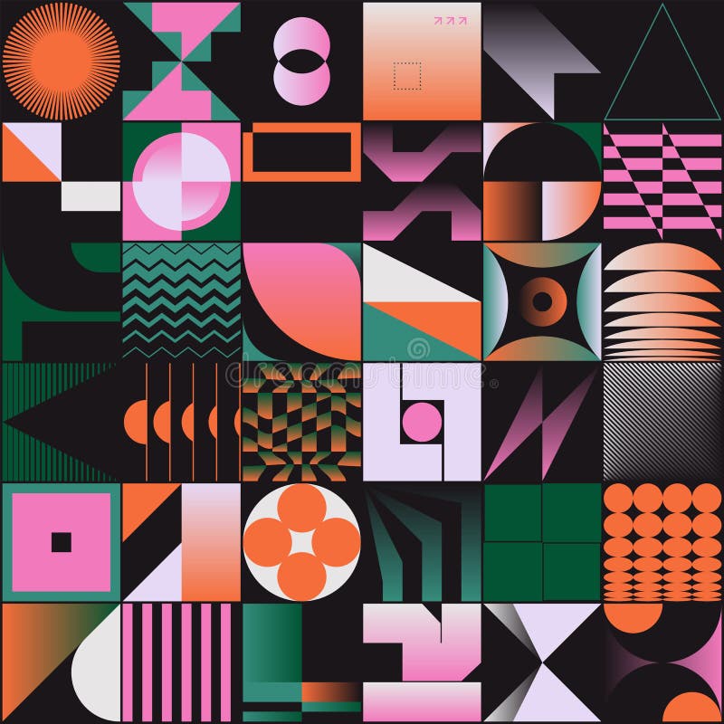 Digital Collage Graphics Pattern Made with Generative Art Elements and ...