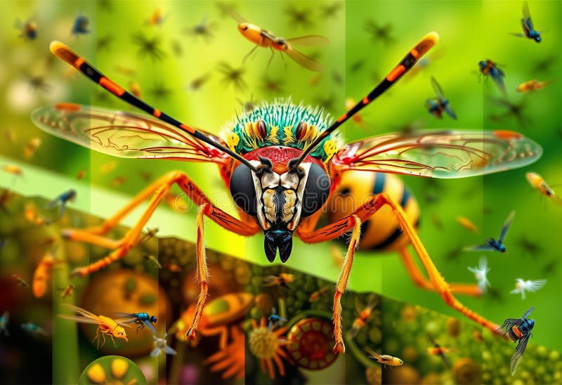 Digital Collage Insect Kingdom Combines Multiple Close Up Insect Stock ...