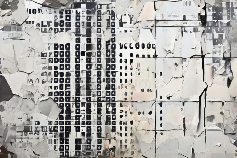 Digital Collage with Matrix Code Fragments Layers of Black and W Stock ...