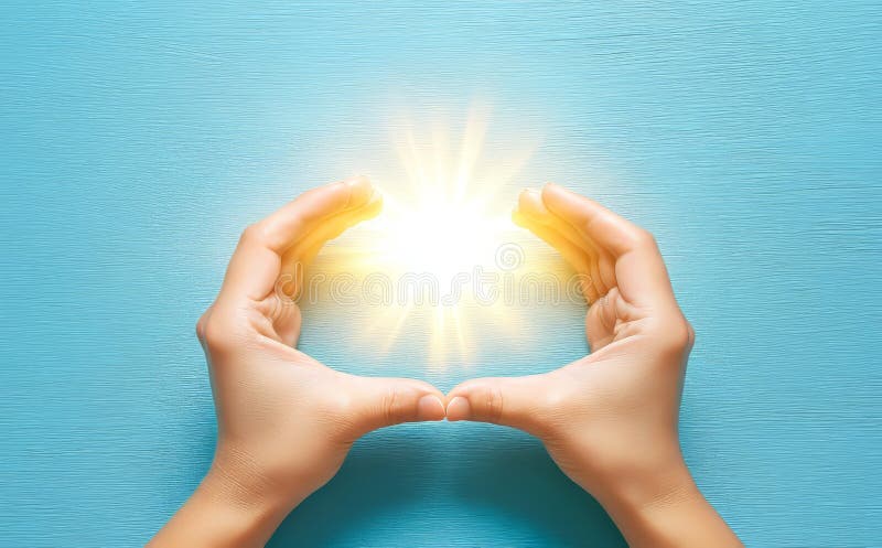 In a Digital Collage of Modern Art, Hands Craft a Heart Symbol Stock ...