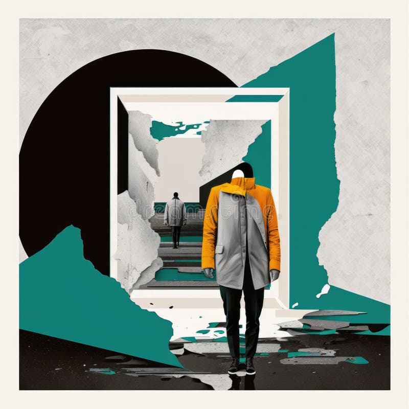 Digital Collage Modern Art of Human Emotions, Confident Assured Secure ...