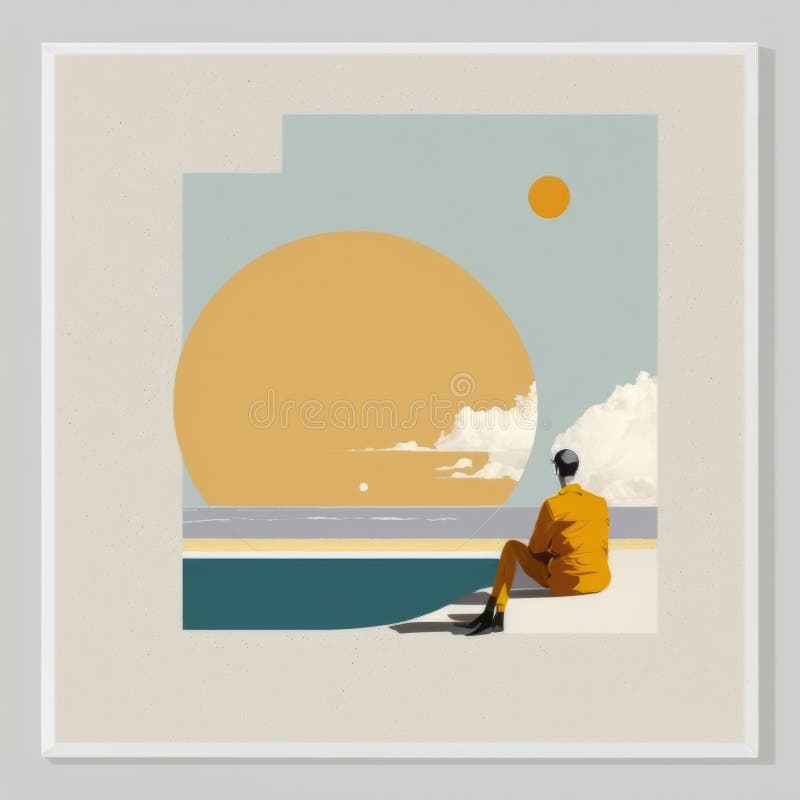 Digital Collage Modern Art of Human Emotions, Contentment Relaxed ...