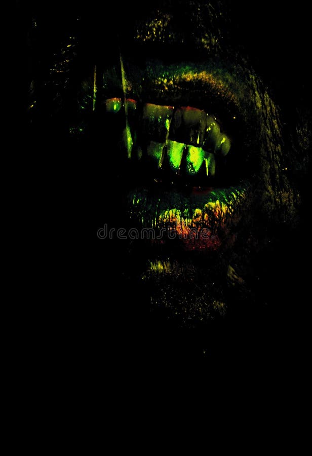 Digital Collage and Special Processing. Bizarre. Mouth and Teeth with ...