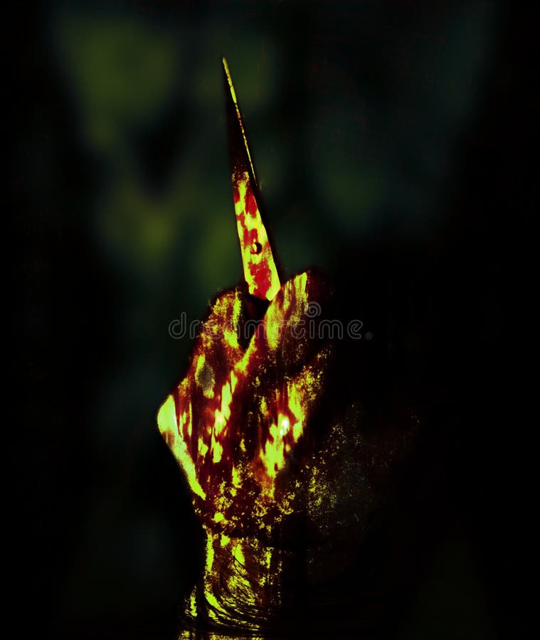 Digital Collage and Special Processing. Brutal. Bloody Hand with Sharp ...