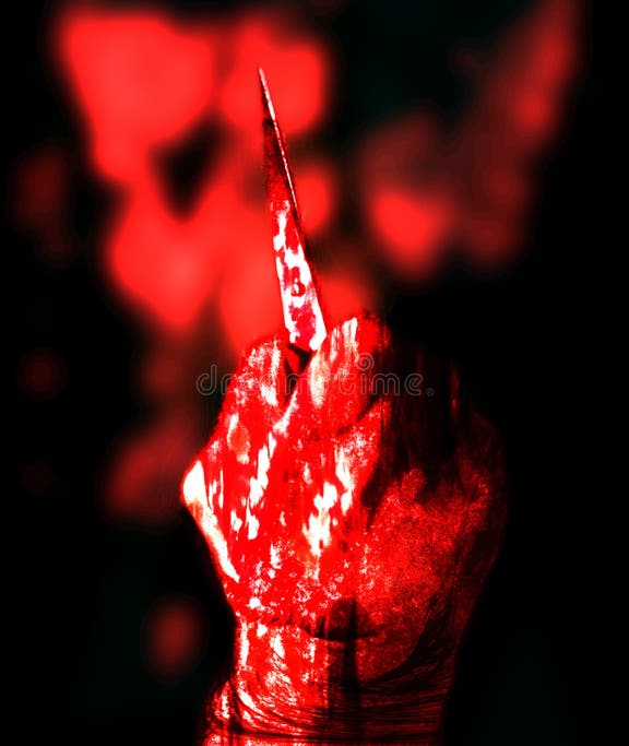 Digital Collage and Special Processing. Brutal. Bloody Hand with Sharp ...