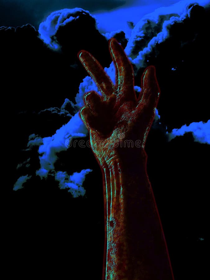 Digital Collage and Special Processing. Hand Near Clouds. Holy Trinity ...