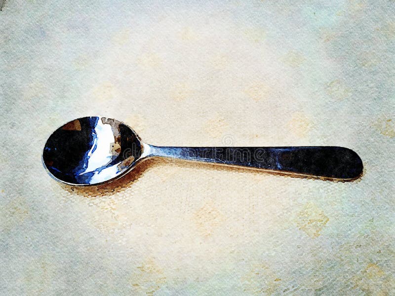 Digital Painting Style of a Metal Spoon on a Table Stock Photo - Image ...
