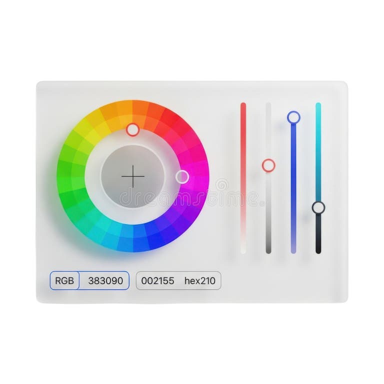 Digital Color Picker Interface with Rgb Sliders and Color Wheel Stock Illustration ...