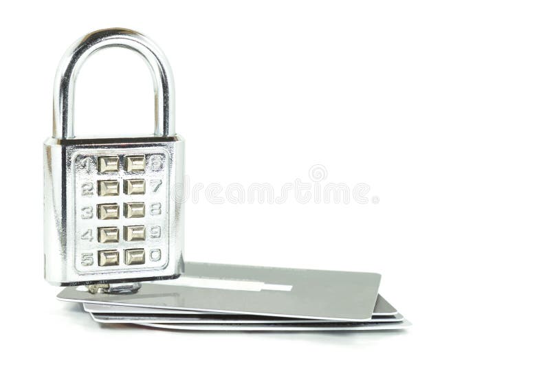 Digital Combination Lock on Credit Cards Isolated Stock Image - Image ...