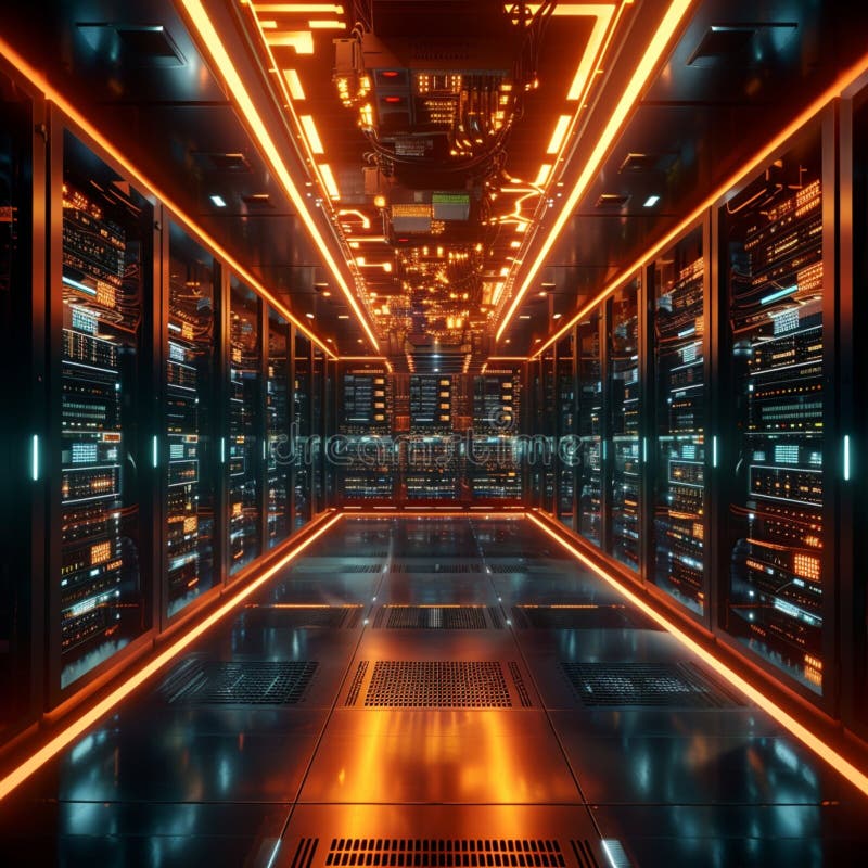 Digital Command Center 3D Rendering Showcases High Tech Server Room ...