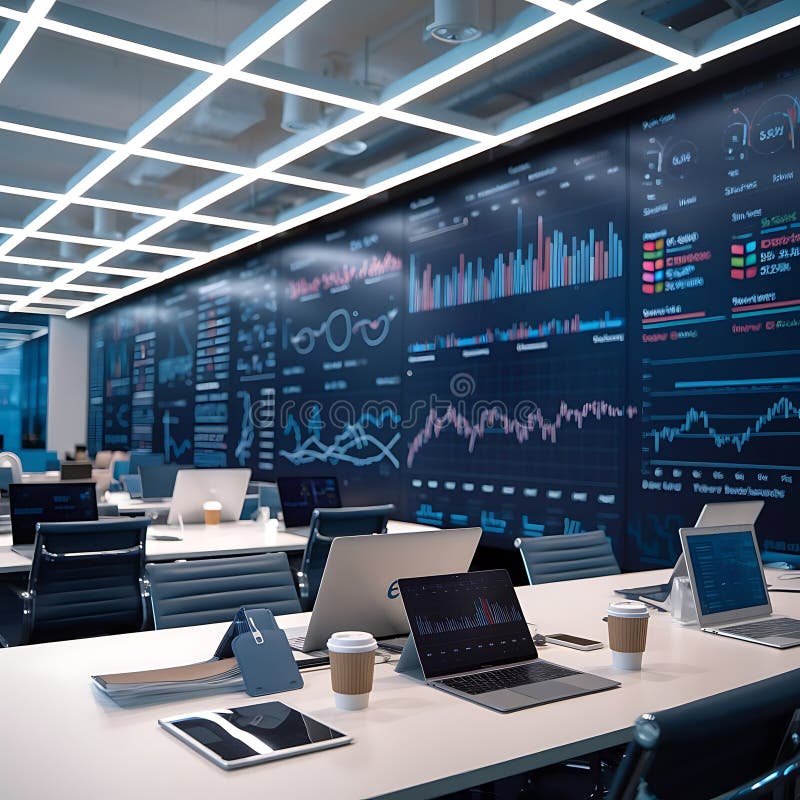 High-Tech Control Room with Data Dashboards, Global Analytics, and AI ...