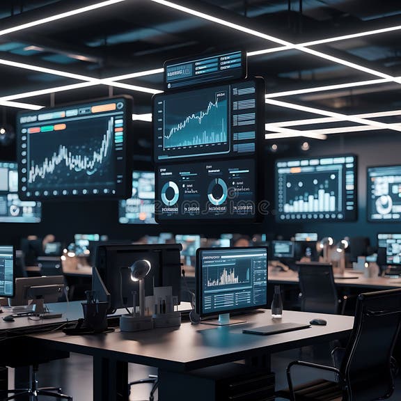 Digital Command Center Displaying Real-Time Data and Analytical ...