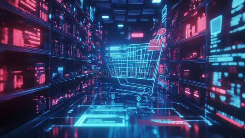 Digital Commerce in the Data Stream. AI Generated Stock Illustration ...