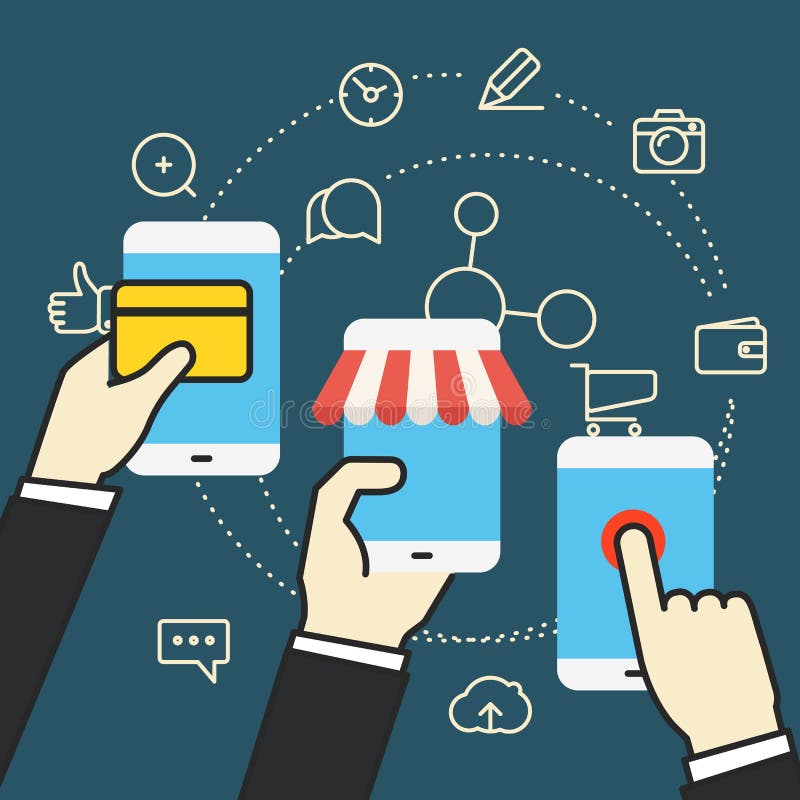 Digital Commerce Illustration Stock Vector - Illustration of hand ...