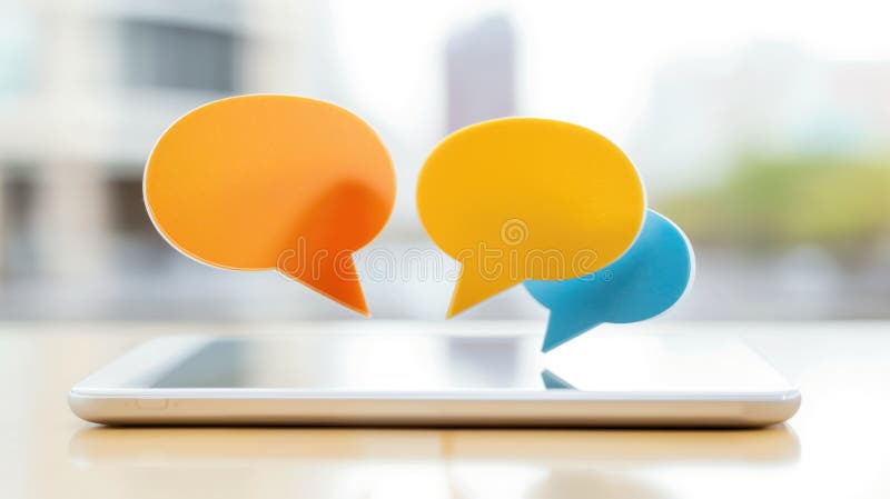 Digital Communication Concept with Colorful Speech Bubbles on ...