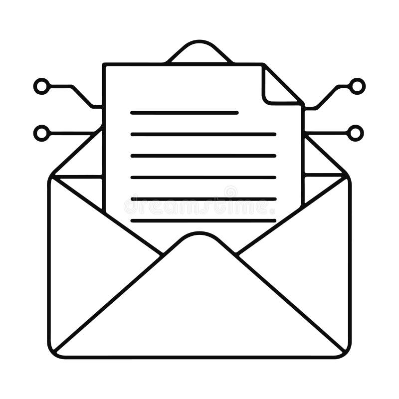 Digital Communication Concept. Electronic Mail with Network Symbols ...