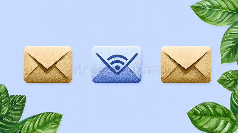 Digital Communication Concept with Envelopes and Icon. Stock Photo ...
