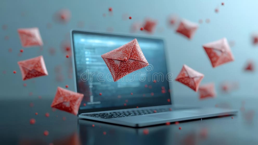 Digital Communication Concept with Flying Email Envelopes Around a ...