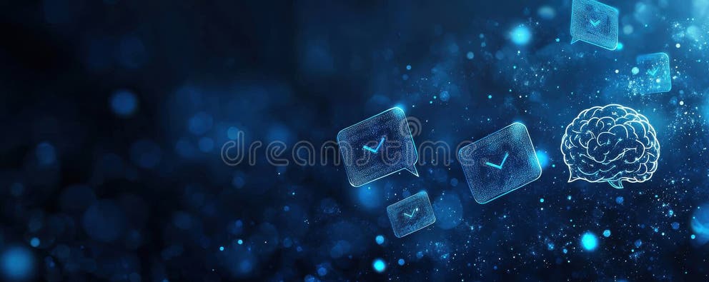 Digital Communication Concept with Glowing Brain and Chat Bubbles Stock ...
