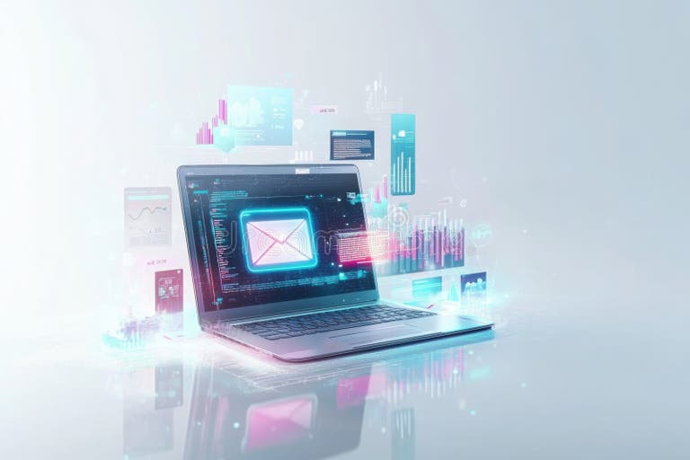 Digital Communication Concepts Represented by Laptop Displaying Email ...