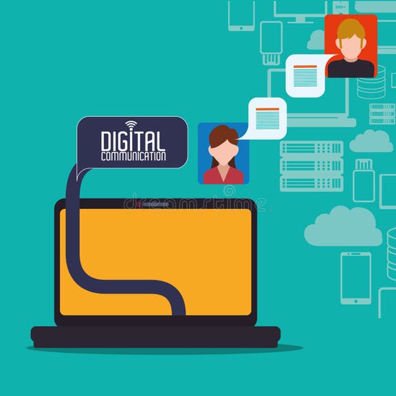 Digital Communication Design Stock Vector - Illustration of girl ...