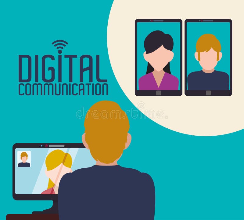 Digital Communication Design Stock Vector - Illustration of icon ...