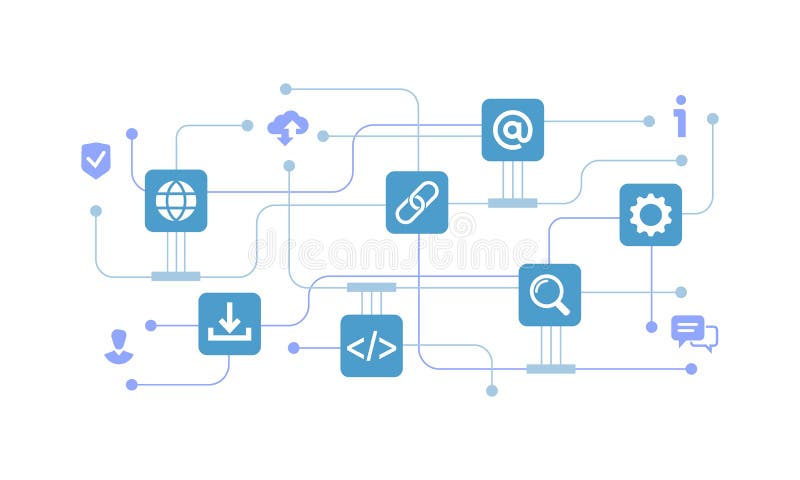 Digital Communication Design Concept, Web, Online Business Network ...