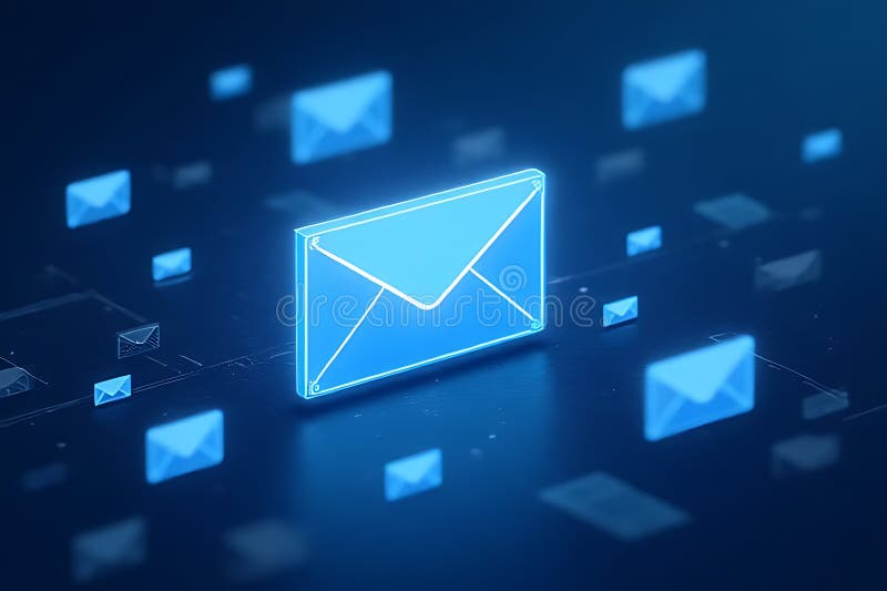 Digital Communication Email Icons in Virtual Space Technology Graphic ...