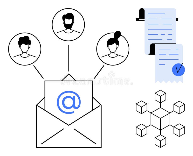 Digital Communication with Email, Networking, and Documents Stock ...