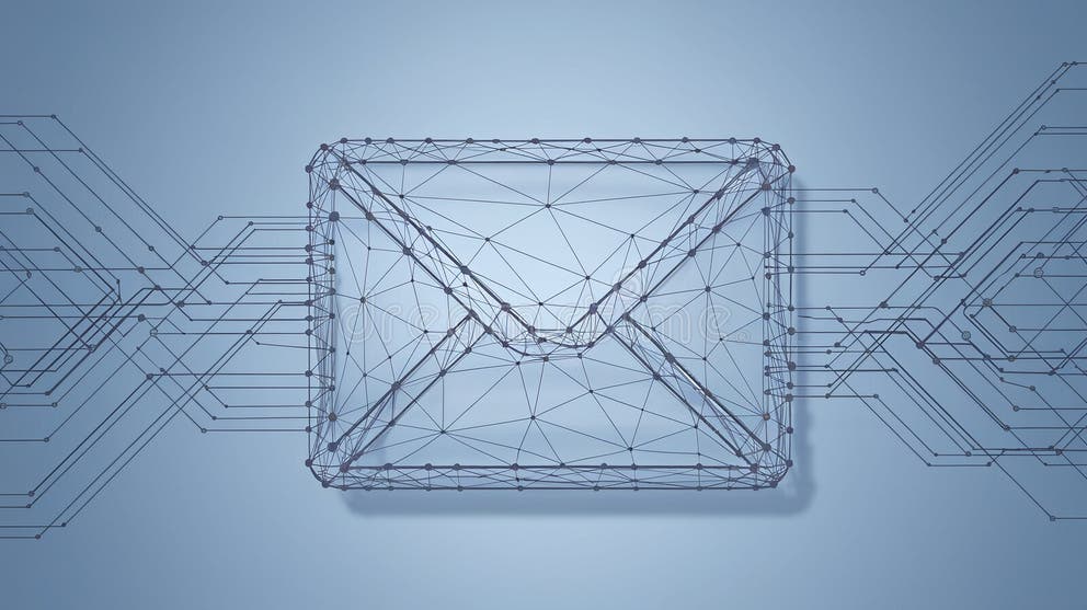 Digital Communication Envelope in Futuristic Network Stock Illustration ...