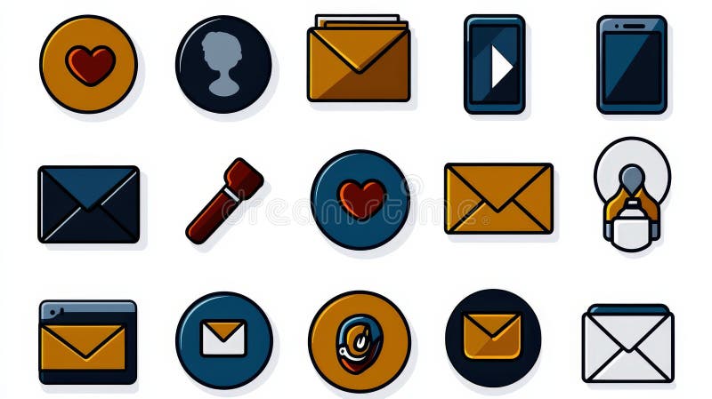 Digital Communication Icons Online Platform Graphic Design Modern Style ...