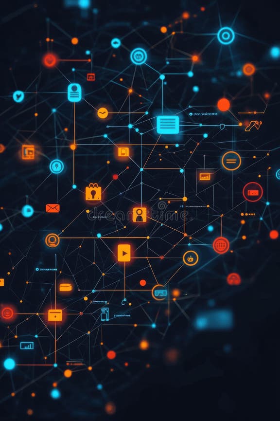 Digital Communication, Illustration of a Digital Network Showing Data ...