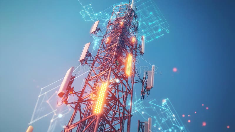 Digital Communication Infrastructure Featuring a Tower and Connected ...