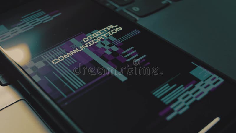 Digital Communication Inscription on Mobile Phone Screen. Communication ...