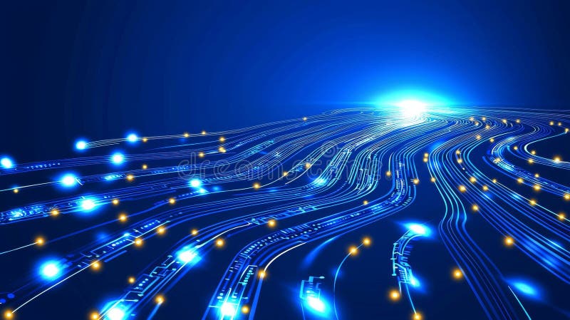 A Digital Communication Line Concept Graphic with Circuit Board and ...
