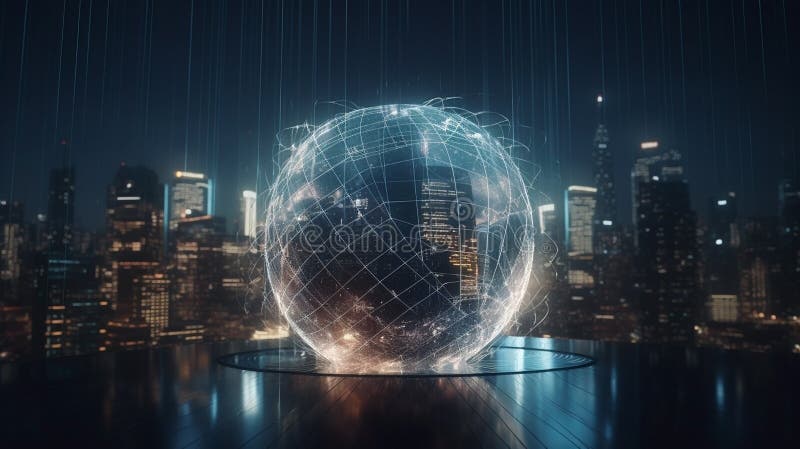 Digital Communication, Network Glowing Lines Theme of Global Connection ...