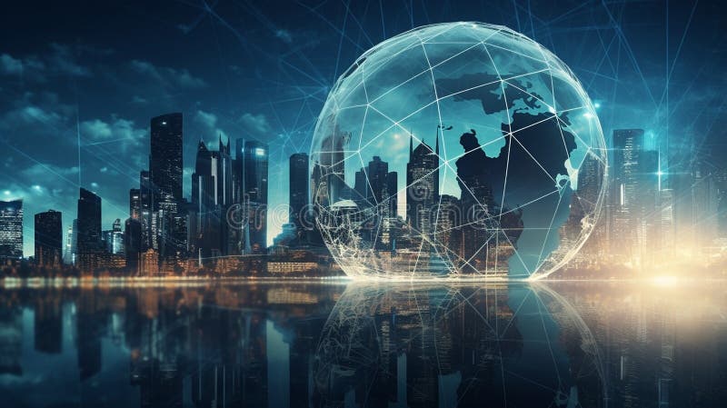 Digital Communication, Network Glowing Lines Theme of World Connection ...