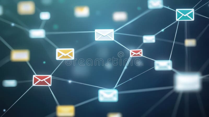 Digital Communication Network Showcasing Interconnected Messages and ...