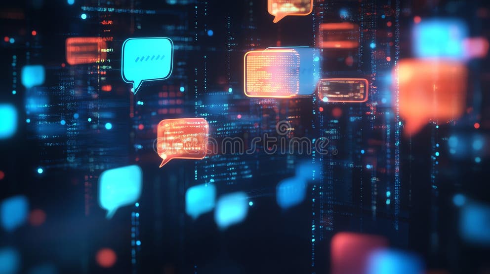 Digital Communication Network Visualization Stock Image - Image of ...