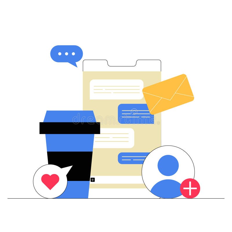 Digital Communication and Networking Elements with Coffee Cup ...