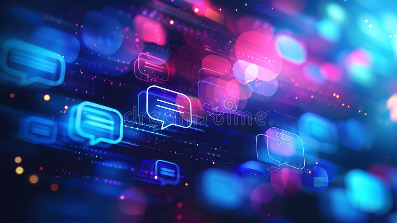 Digital Communication and Online Chat Concept, Stream of Message Icons ...