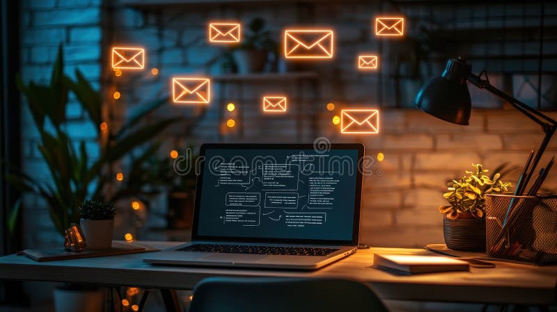 Digital Communication Overload Home Office Email Notifications ...