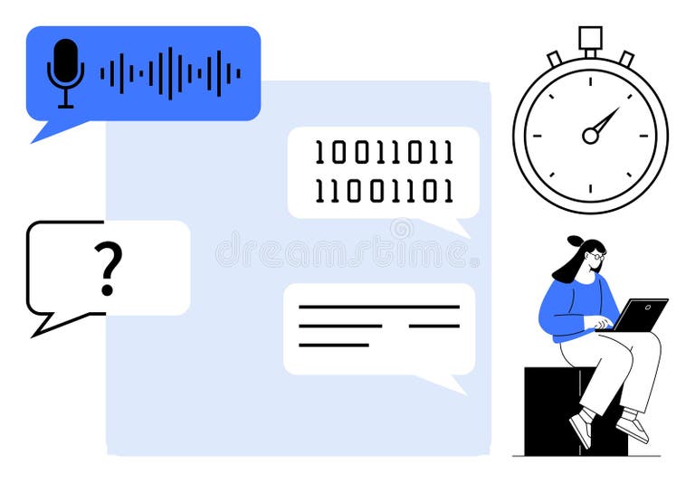 Digital Communication and Real-Time Information Exchange with Coding, Speech, and Text Stock ...