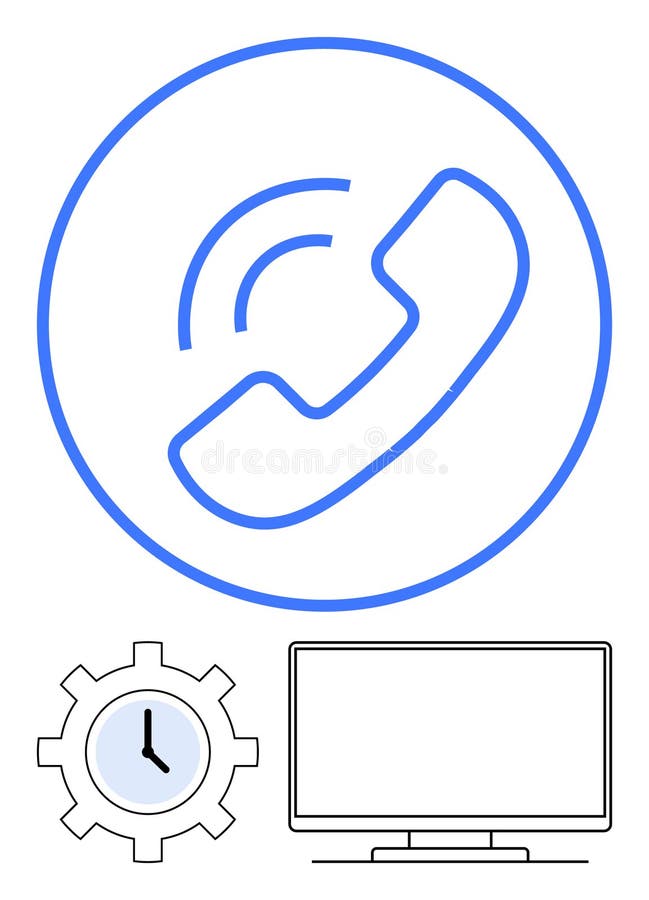 Digital Communication and Technology Elements Including Phone, Clock ...