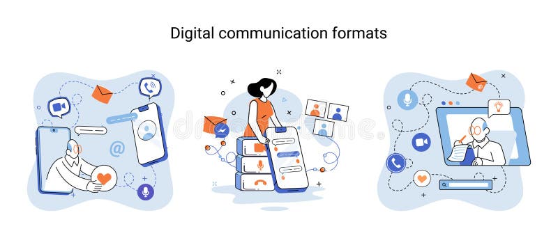 Digital Communications Formats. Chat Messages Smartphone, Sms on Mobile ...