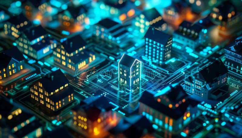 Digital Community, Smart Homes and Digital Community Stock Illustration ...