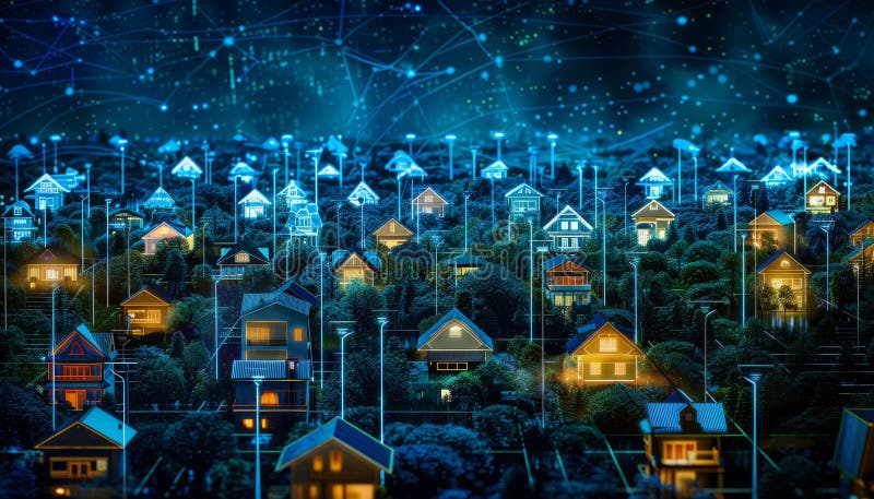 Digital Community, Smart Homes and Digital Community Stock Illustration ...