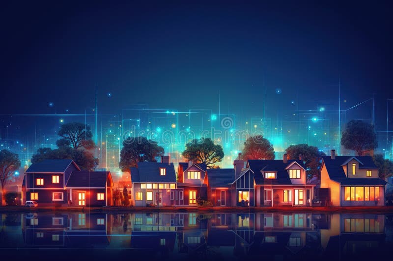 Digital Community Smart Homes and Digital Community.illustration Stock ...